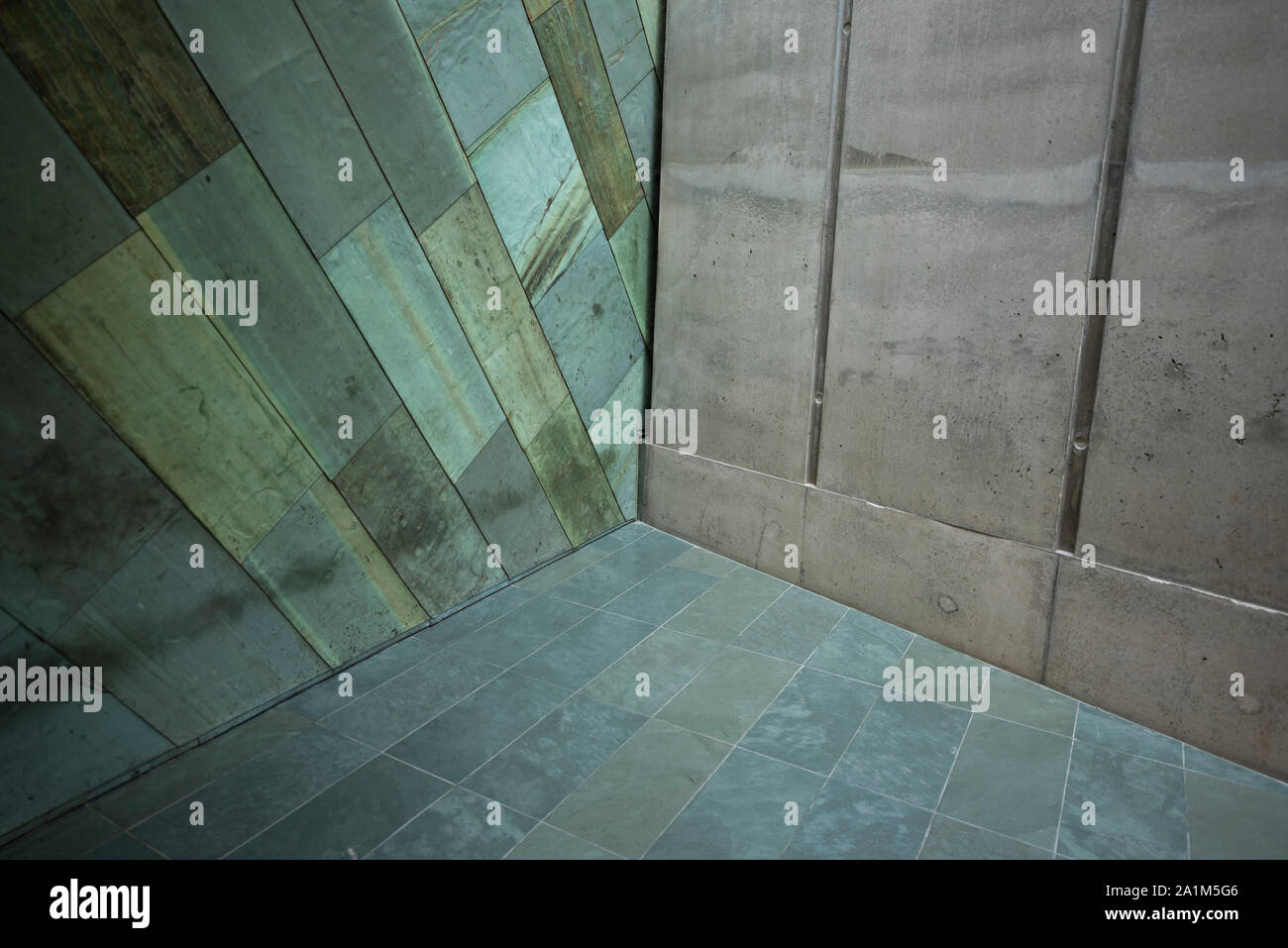 Interior view of a wall/floor/wall juncture in the Canadian War Museum ...