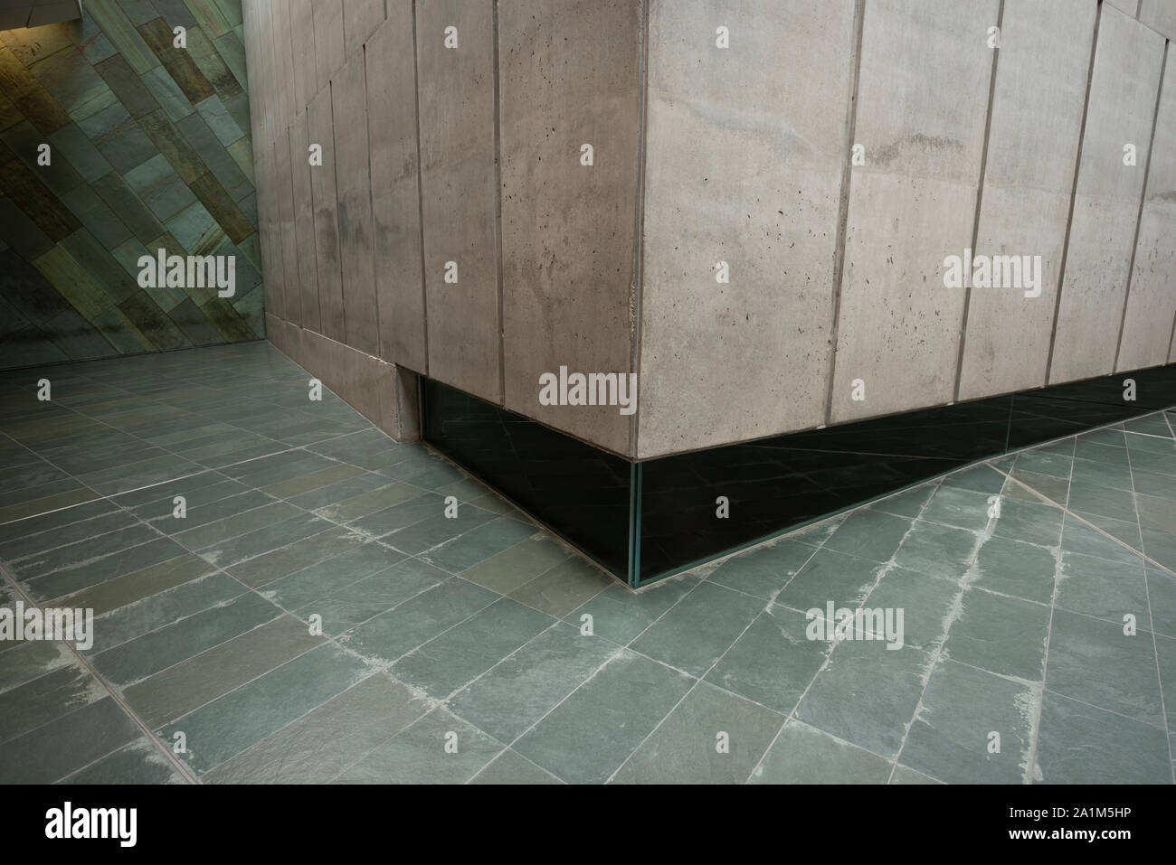 Interior view of a wall/floor/wall juncture in the Canadian War Museum ...