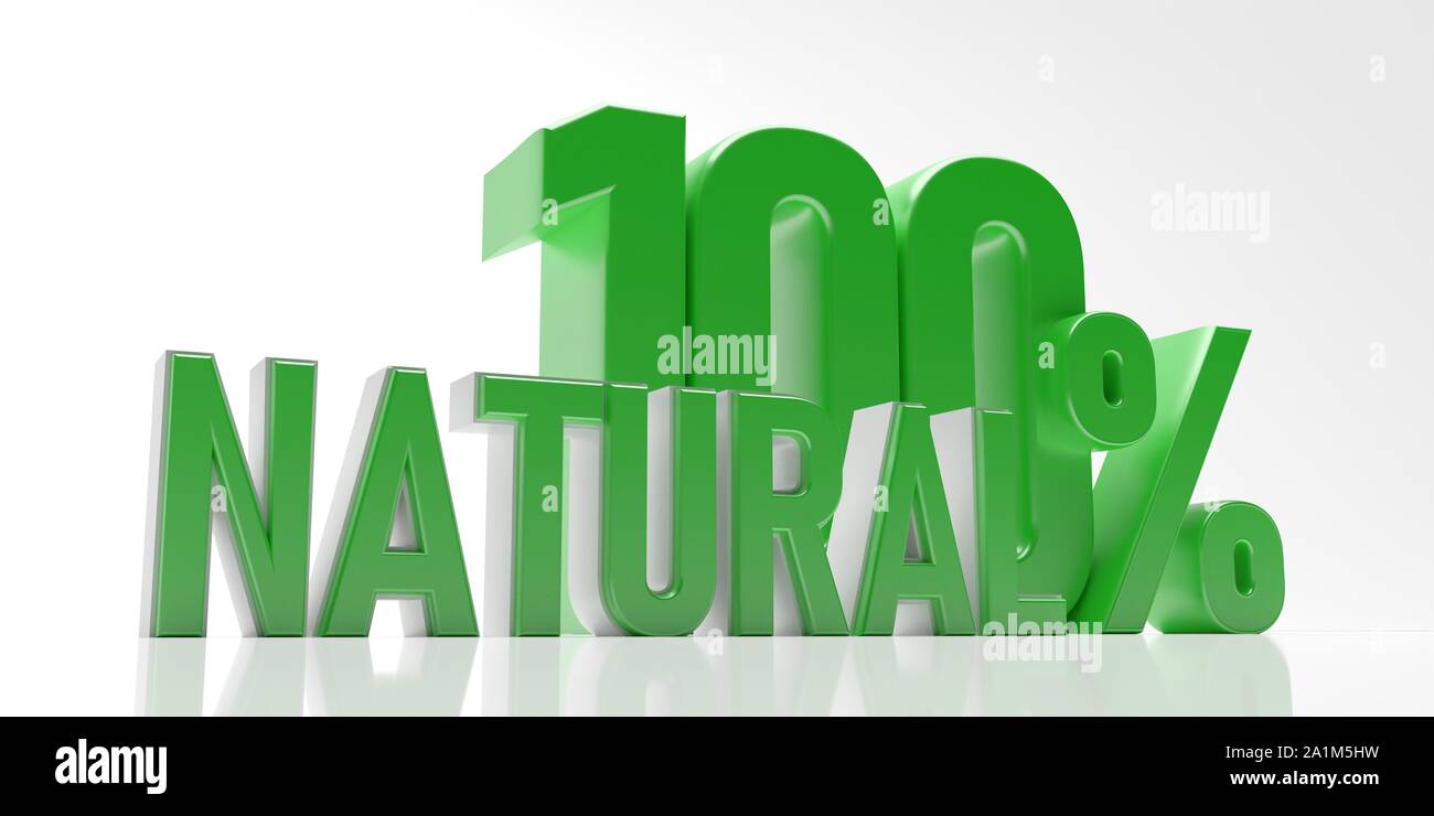 Natural 100% text. one hundred percent natural green color isolated ...