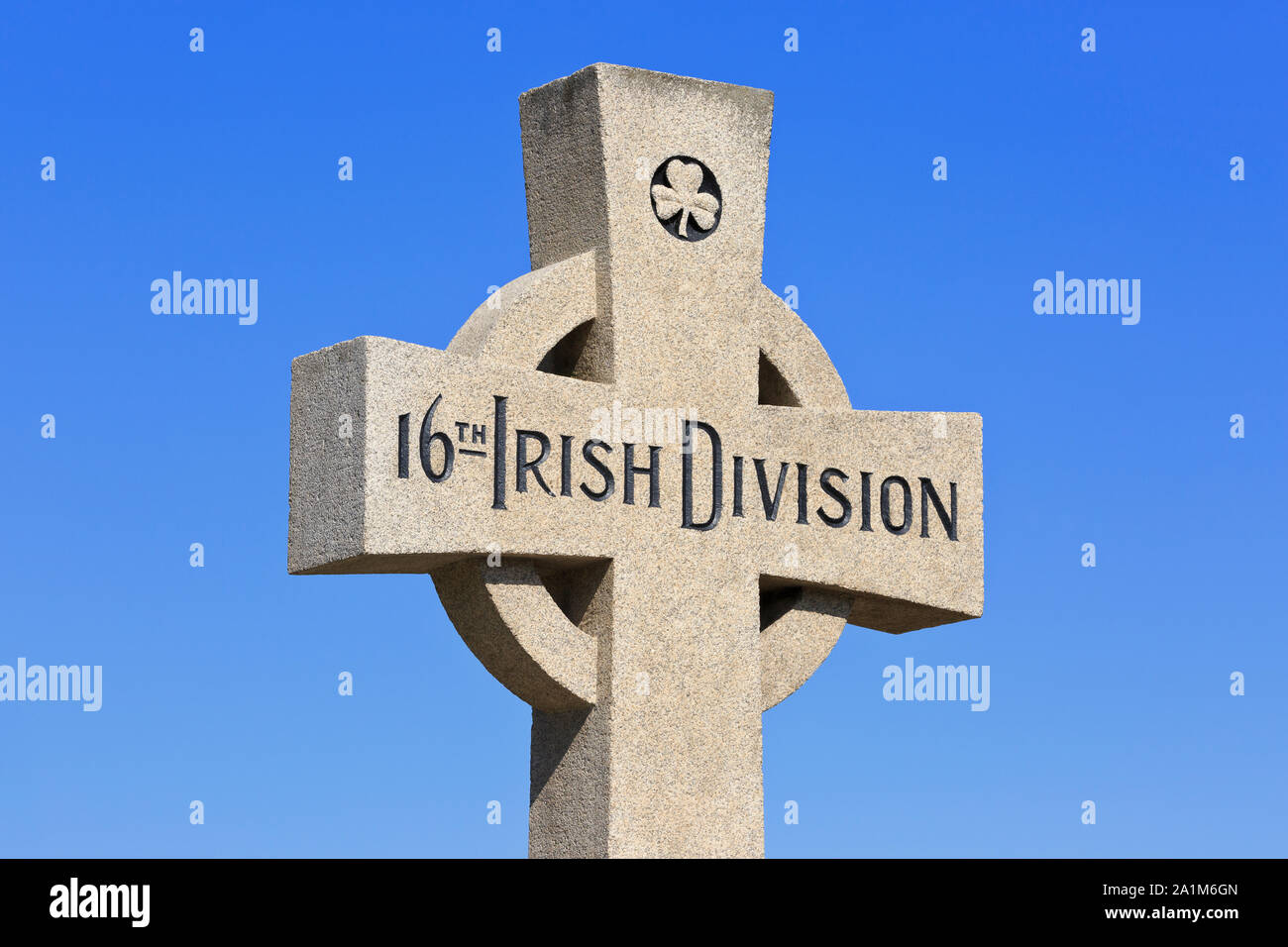 Celtic cross in remembrance of the 16th (Irish) Division who captured ...