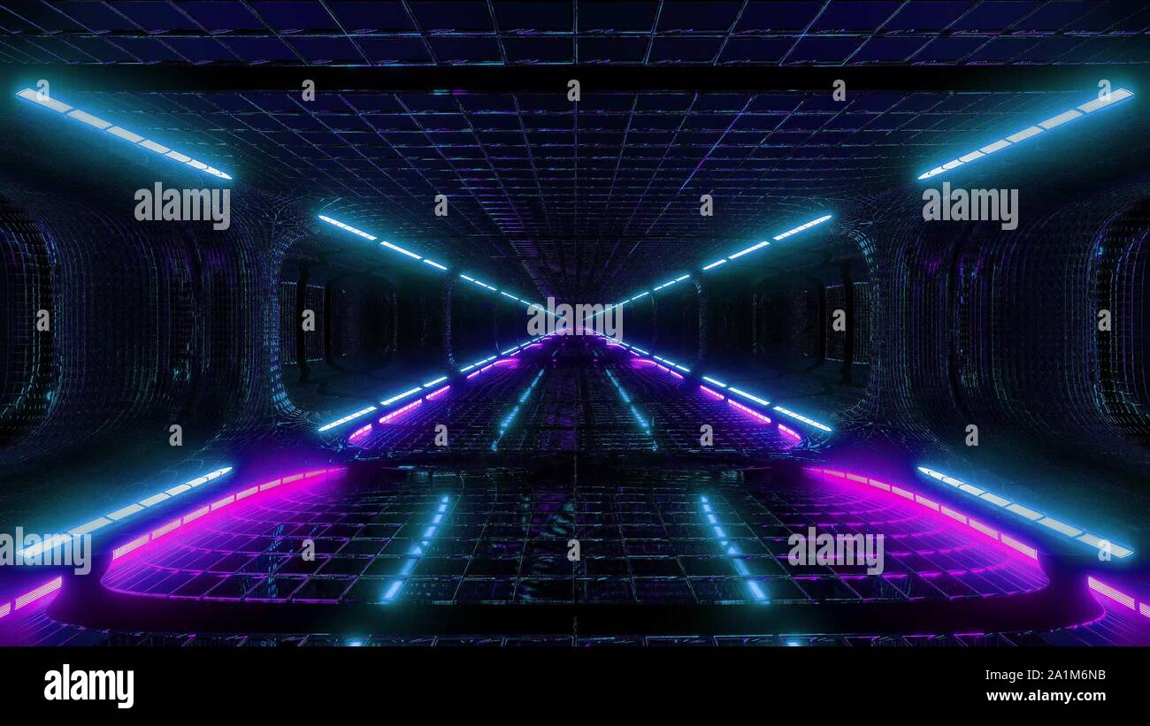 futuristic fantasy scifi wireframe tunnel building 3d rendering ...