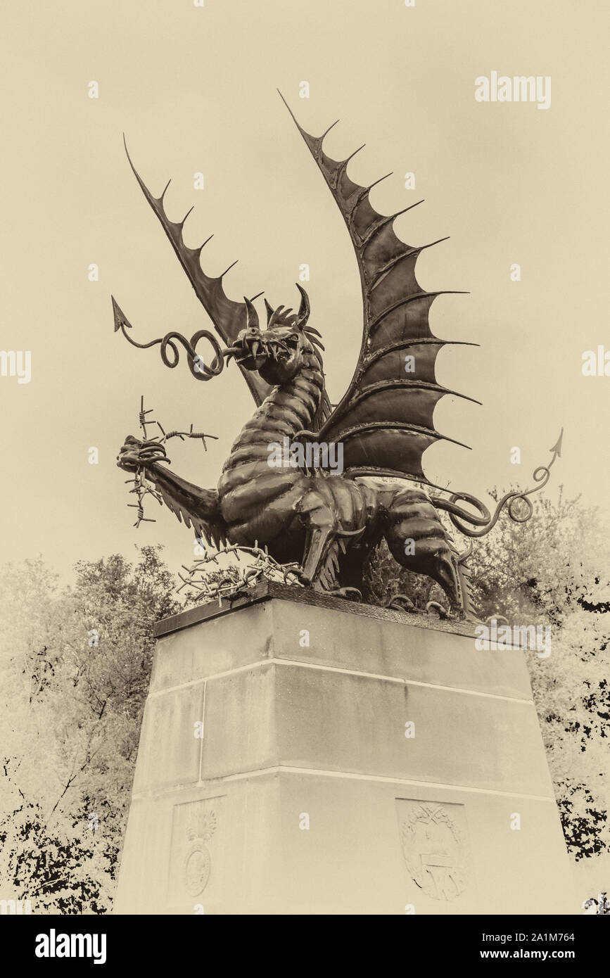 The 38th Welsh Division Red Dragon Memorial at Memetz Wood on the Somme ...