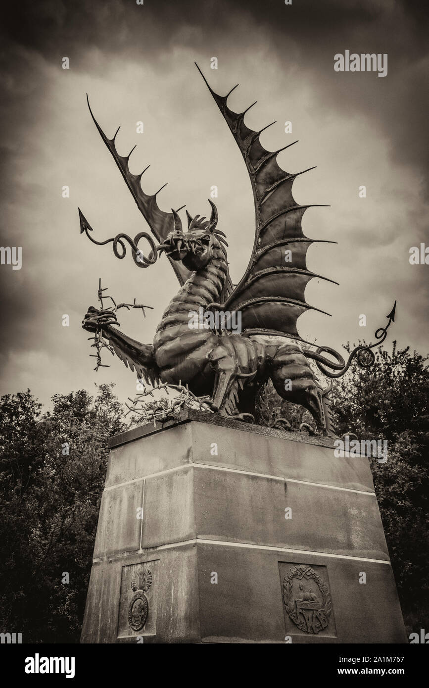 The 38th Welsh Division Red Dragon Memorial at Memetz Wood on the Somme ...