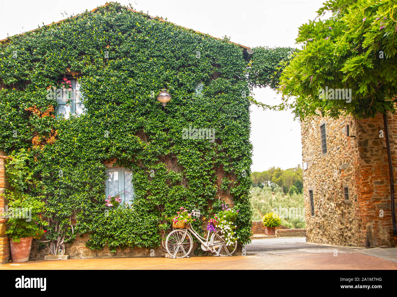 House in the village of Vinci, Leonardo da Vinci birthplace, with a ...
