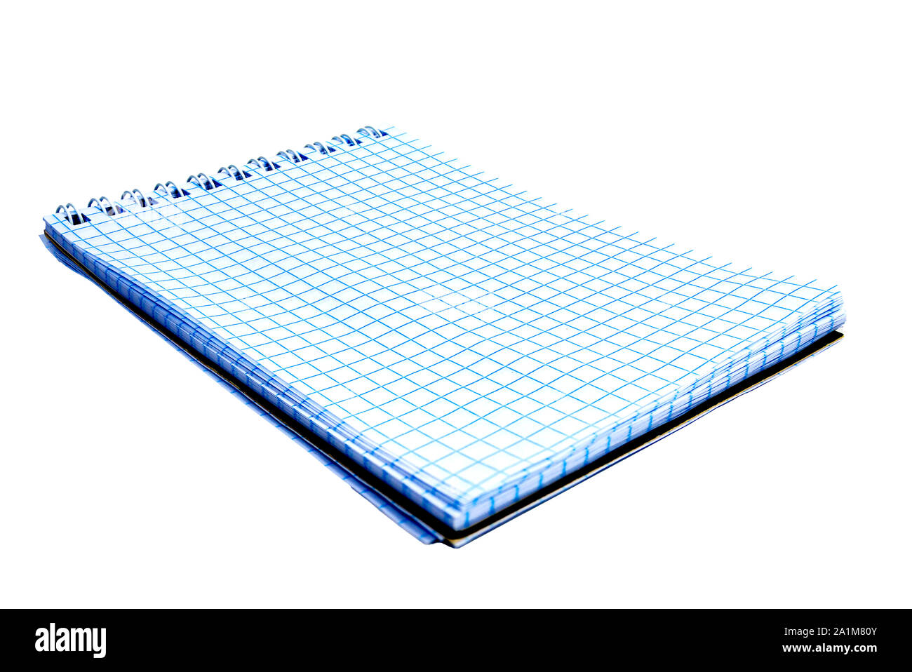 Notepad closeup on a white background. Checked sheet Stock Photo - Alamy