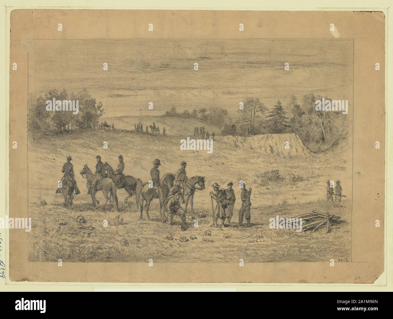 Officers and soldiers on the battlefield of the second Bull Run ...