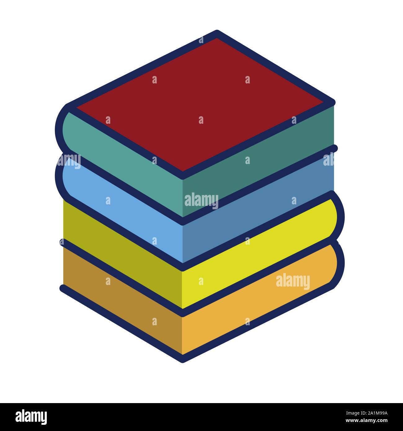 Book pile icon in flat and geometric style. Isolated. Vector ...