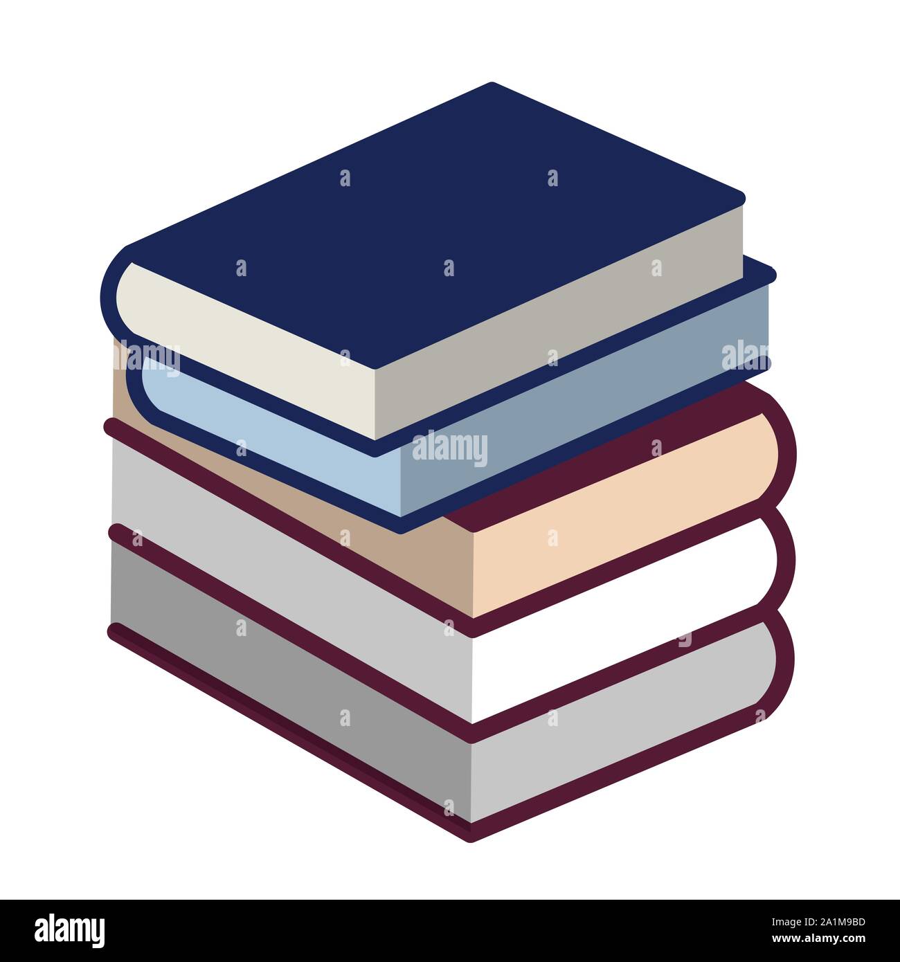 Book pile icon in flat and geometric style. Isolated. Vector ...