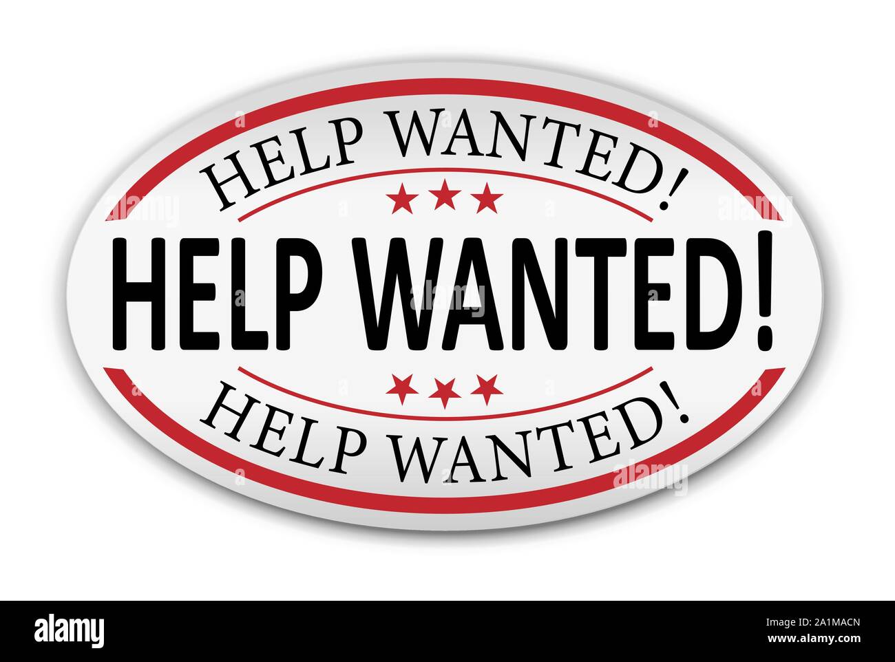 Help Wanted Oval sticker paper label vector o a white background Stock ...