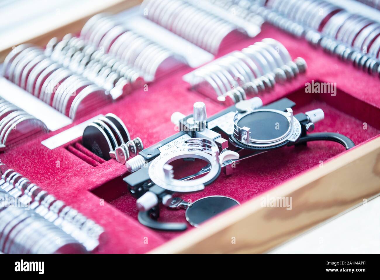 Eyesight test trial frames and lenses Stock Photo - Alamy