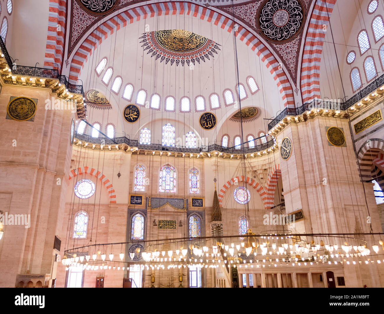 Suleymaniye Mosque interior view Stock Photo - Alamy