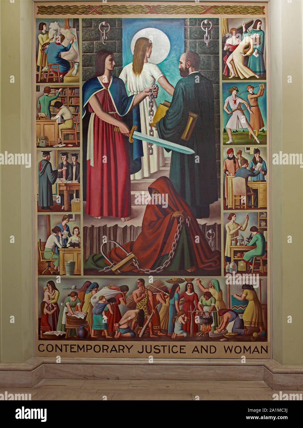 Oil painting Contemporary Justice and Woman, first floor lobby ...