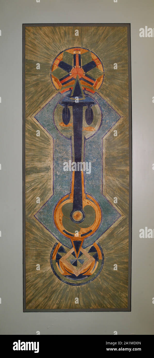 Oil painting Ship Propeller located on lobby ceiling, U.S. Custom House ...