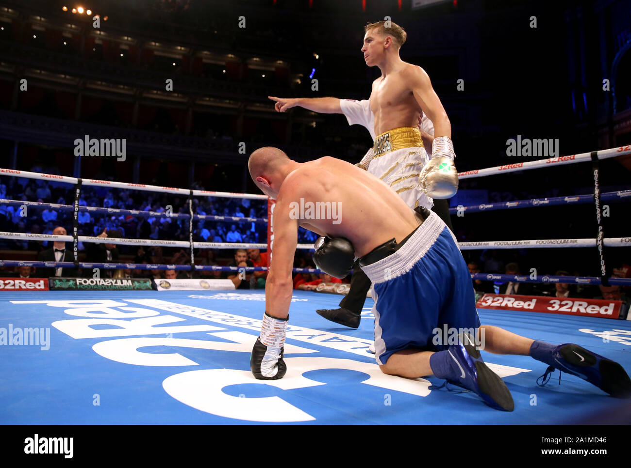 Dennis McCann knocks down Borislav Zankov during their International ...