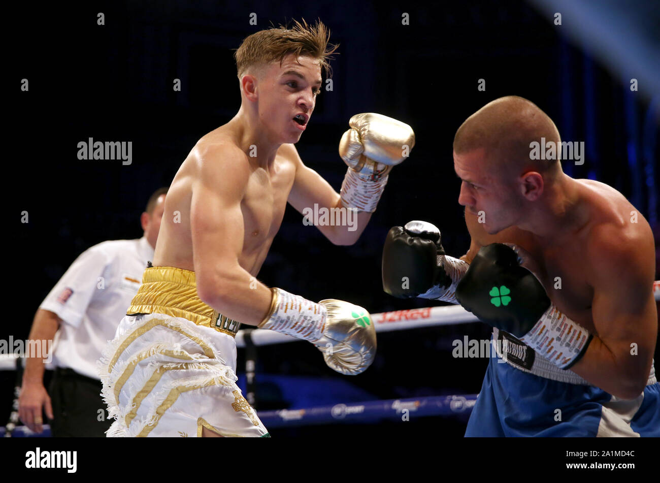 Dennis McCann (left) in action against Borislav Zankov during their ...