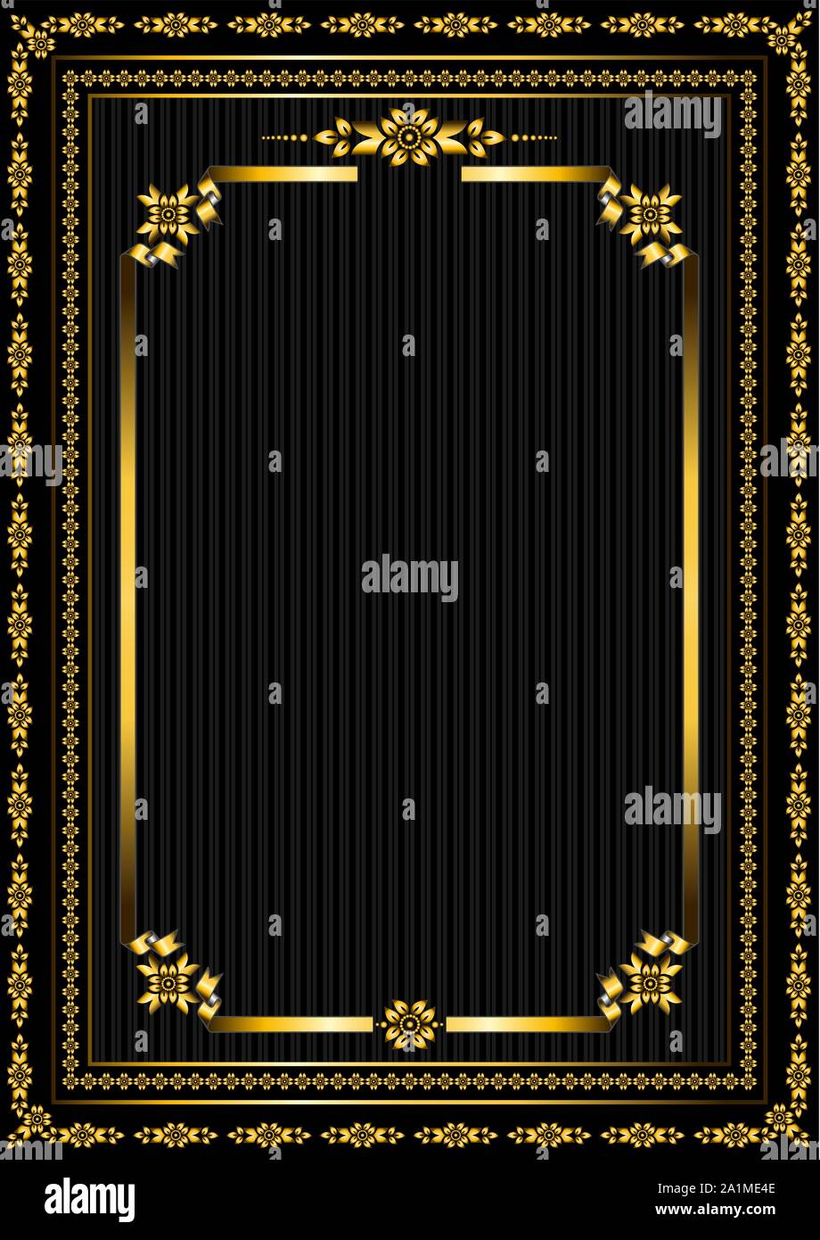 Original gold ribbon frame with curved edges framed by gold borders ...