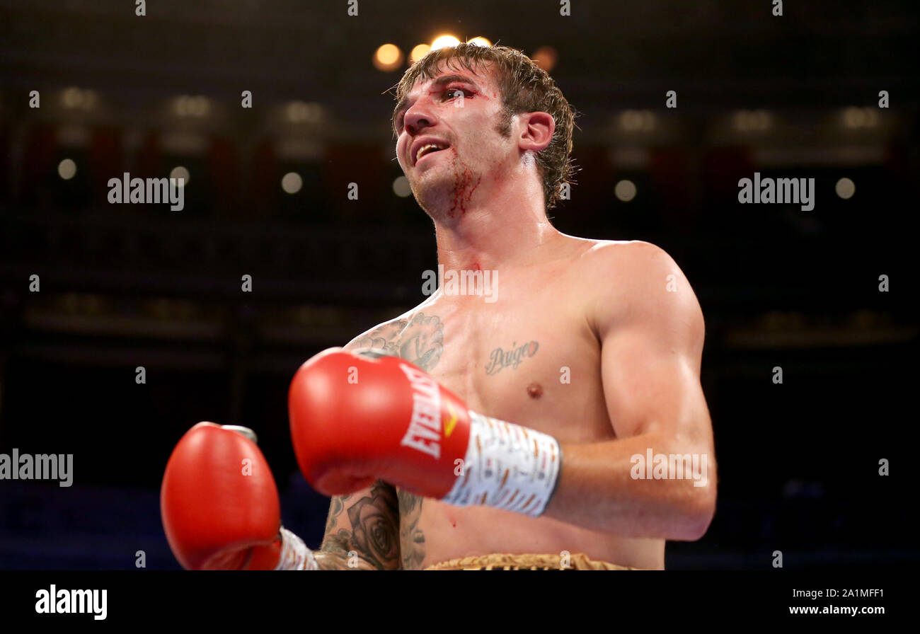 Chris Adaway reacts after losing to Sam Noakes during their lightweight ...