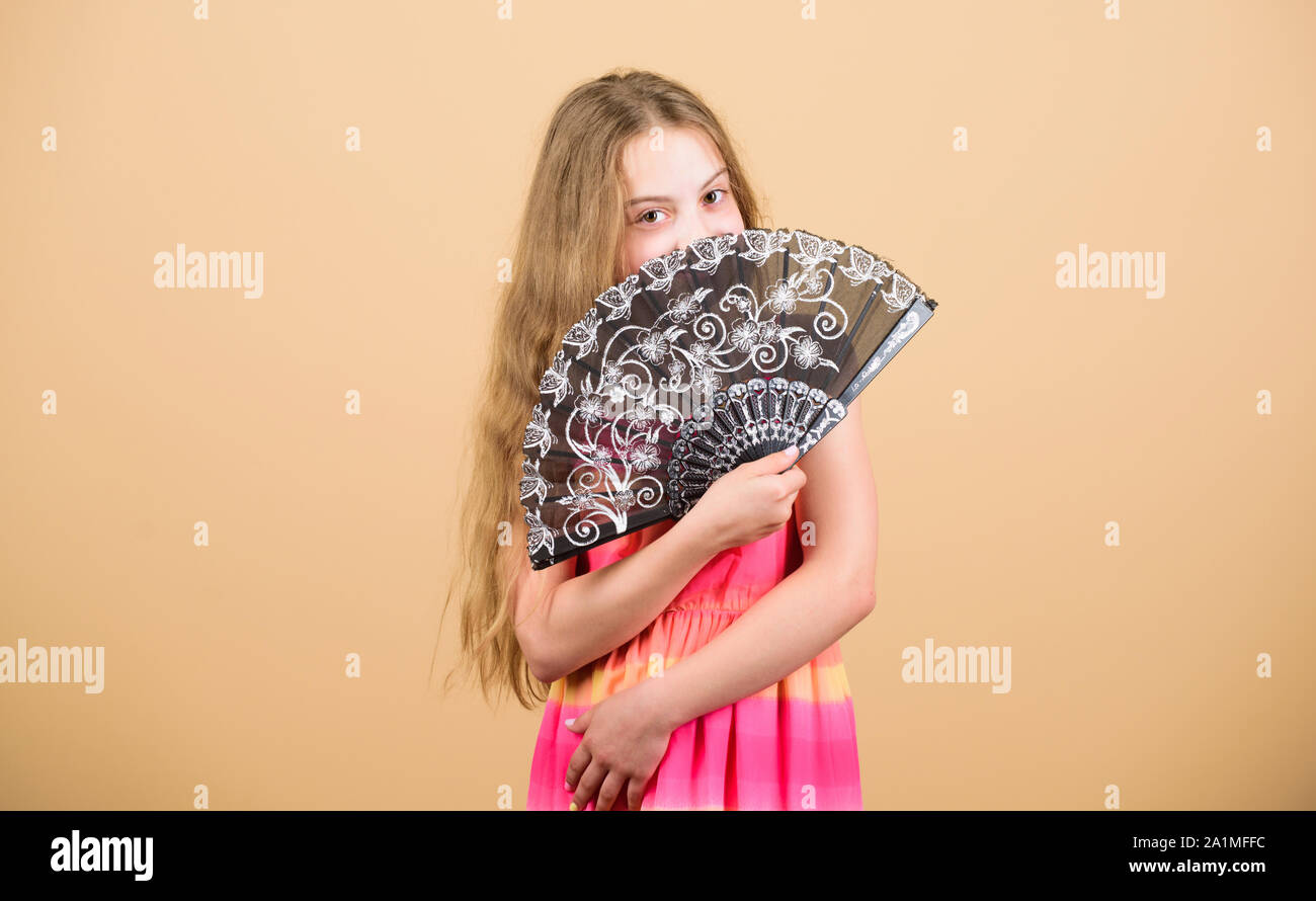 Cooling effect. Folding fans. Acting school. Dances with fan. Girl ...
