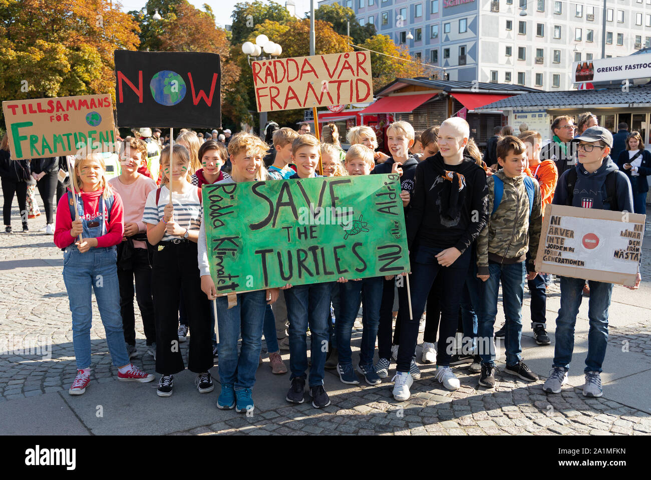 Stockholm, Sweden. 27 September, 2019. Swedish climate activists ...