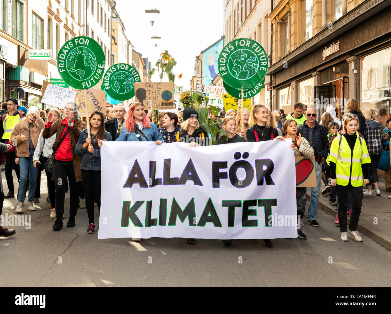 Stockholm, Sweden. 27 September, 2019. Swedish climate activists ...