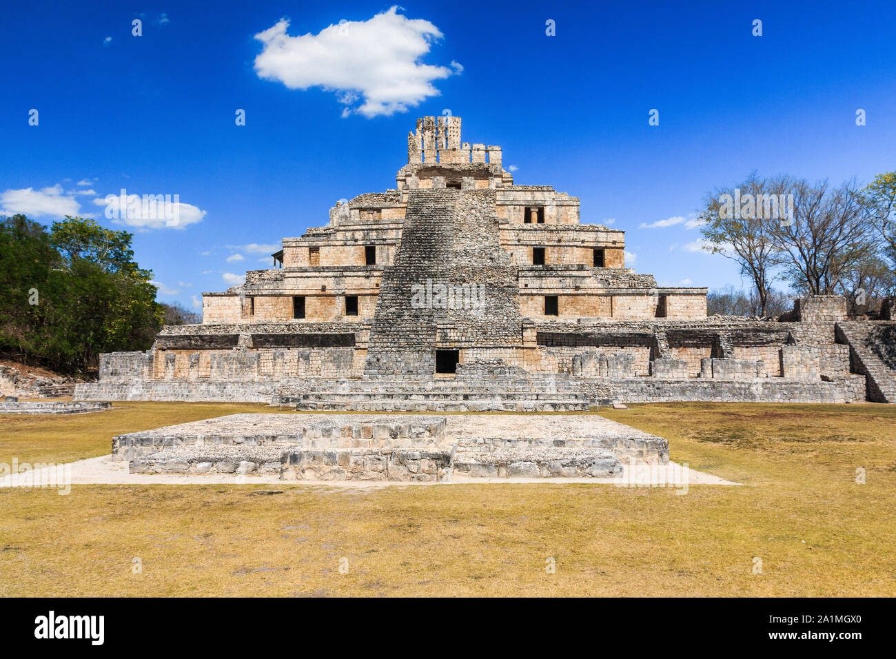 Campeche, Mexico. Edzna Mayan City. The Pyramid of the Five Floors ...