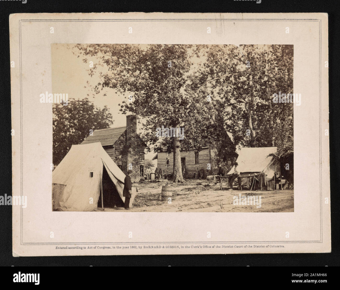 Old frame house on Fair Oaks battlefield, pierced by hundreds of ...