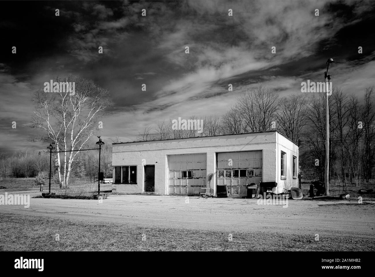 Old gas station along the road in rural upperstate Michigan Stock Photo ...
