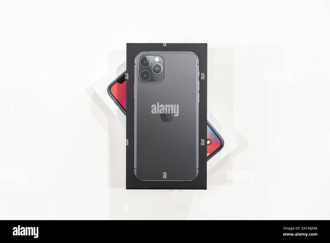 Moscow, Russia - September 24, 2019: Apple iPhone 11 pro and iphone X ...