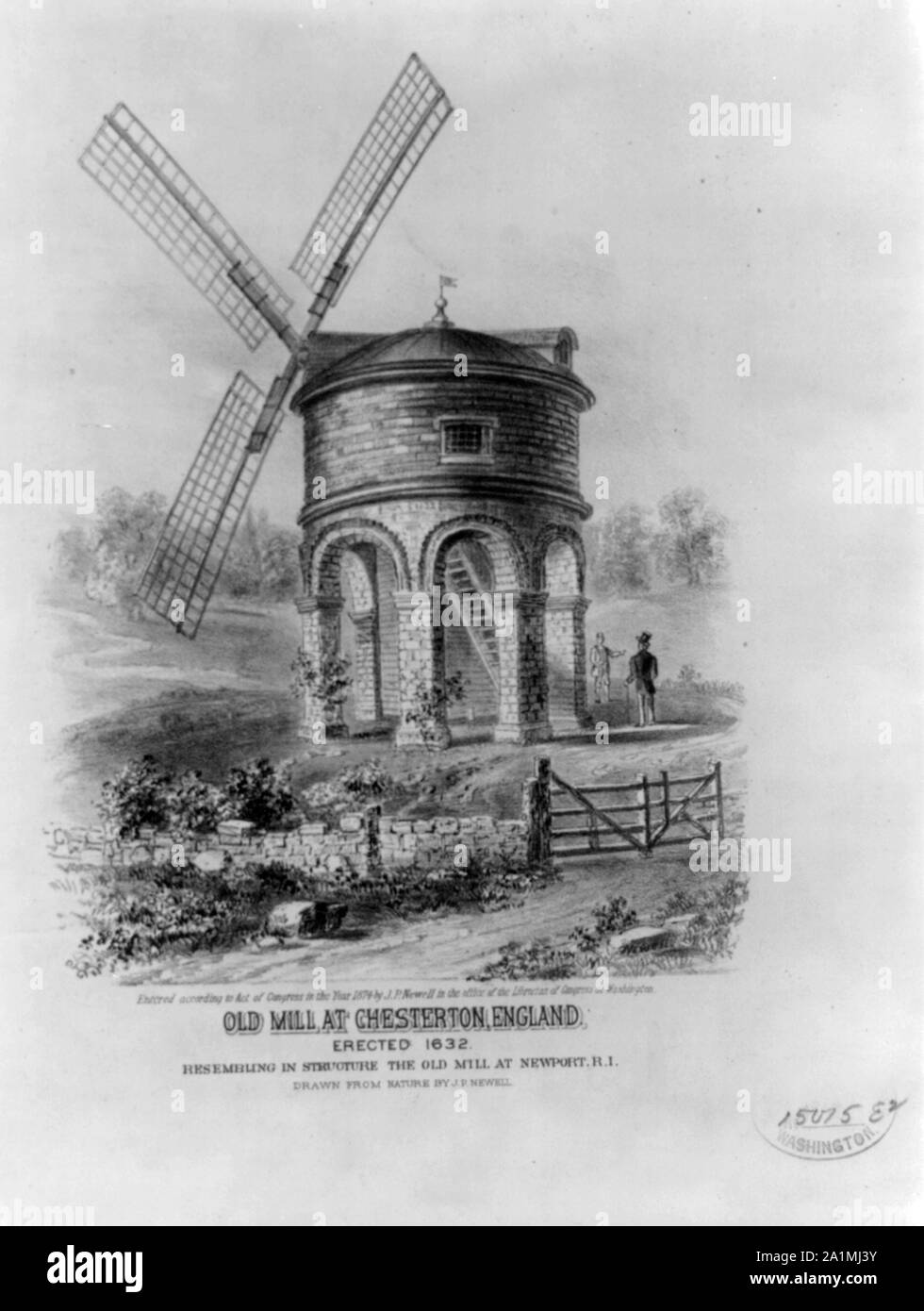 Old mill at Chesterton, England. Erected 1632. Resembling in structure ...