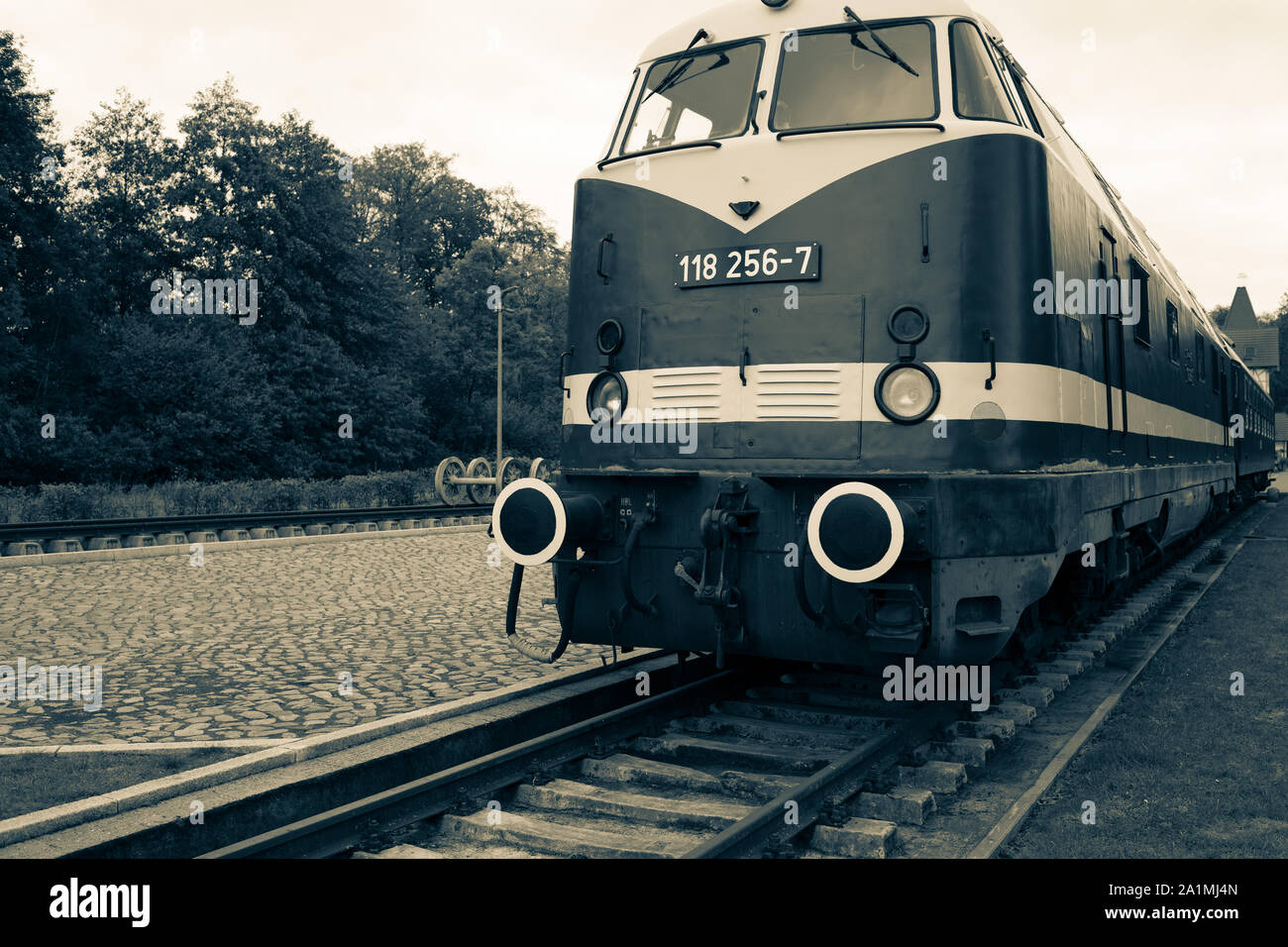 an old historical train of the Deutsche Reichsbahn from the times of ...