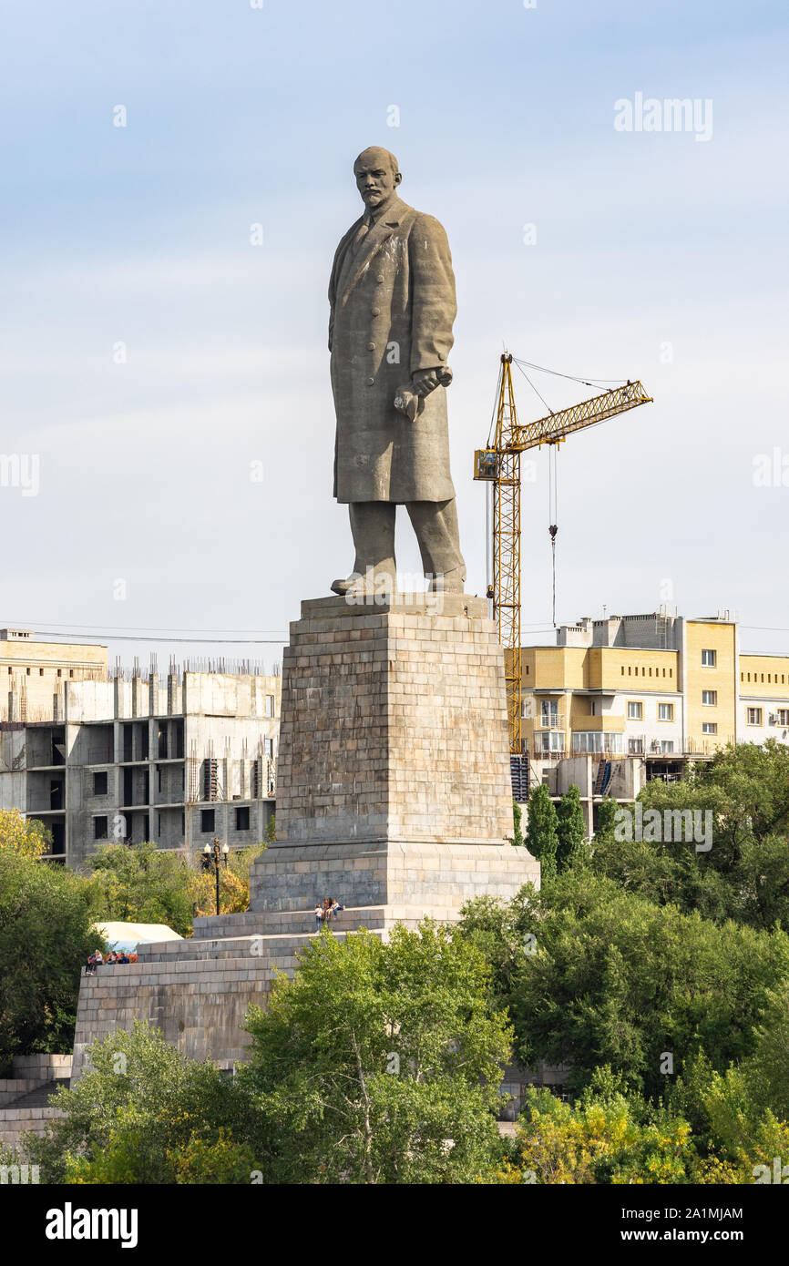 Volgograd, Russia - August 27, 2019: Statue V.I. Lenin on the ...