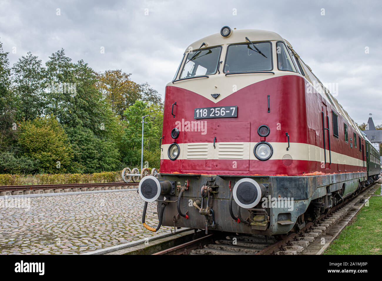 an old historical train of the Deutsche Reichsbahn from the times of ...