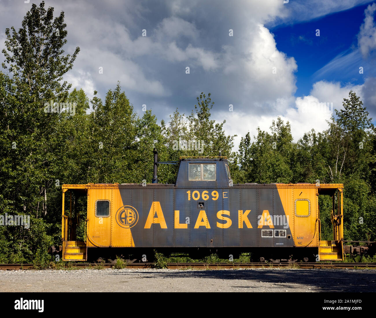 Old railroad box car, Alaska Stock Photo - Alamy