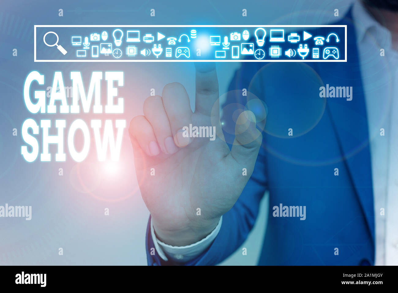 Writing note showing Game Show. Business concept for Program in ...