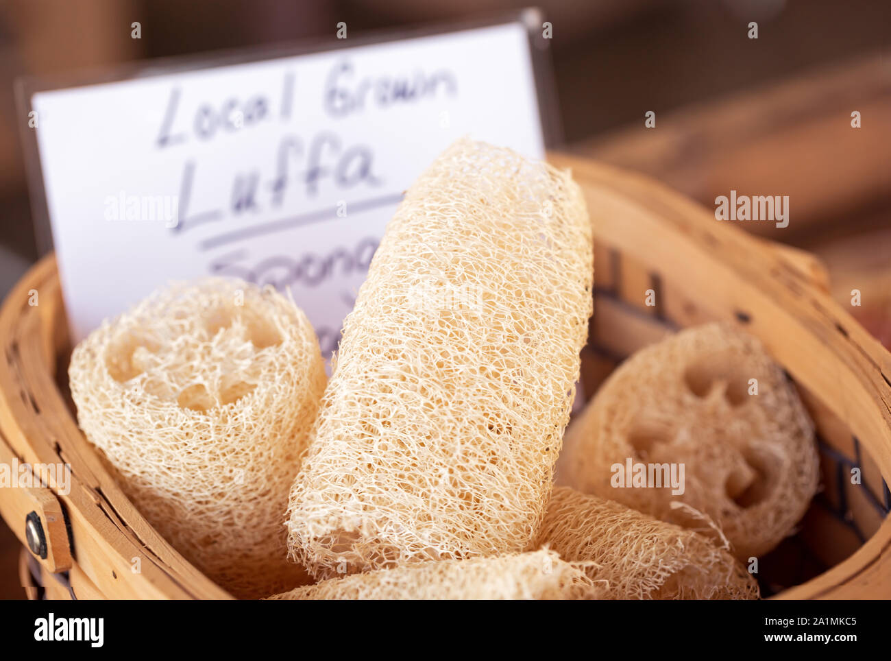 Eco friendly homemade loofah scrub at a local market Stock Photo - Alamy