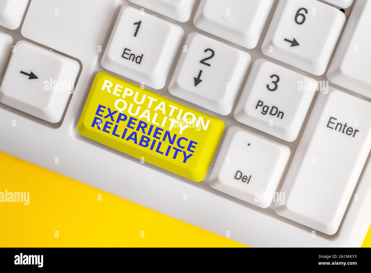 Writing note showing Reputation Quality Experience Reliability ...