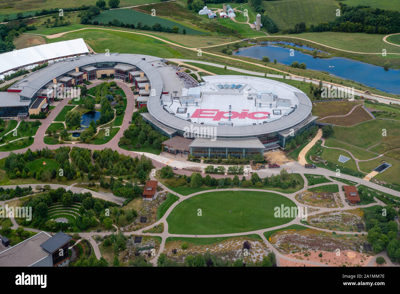 Aerial view of Epic Systems of Verona, Wisconsin, USA, a major ...