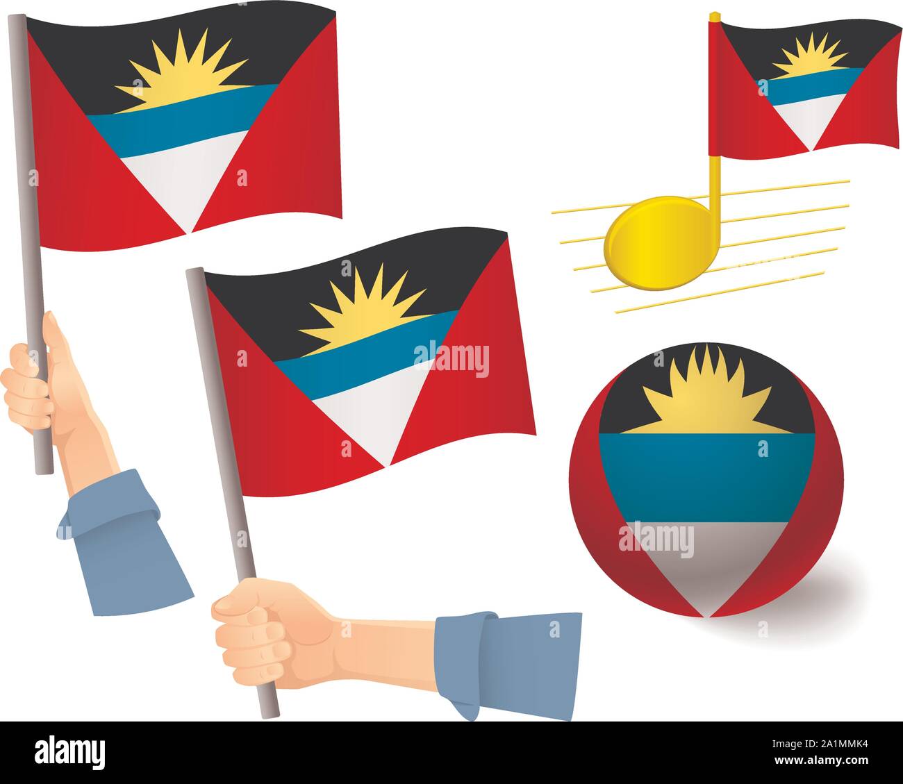 Antigua and Barbuda flag icon set. National flag of Antigua and Barbuda ...