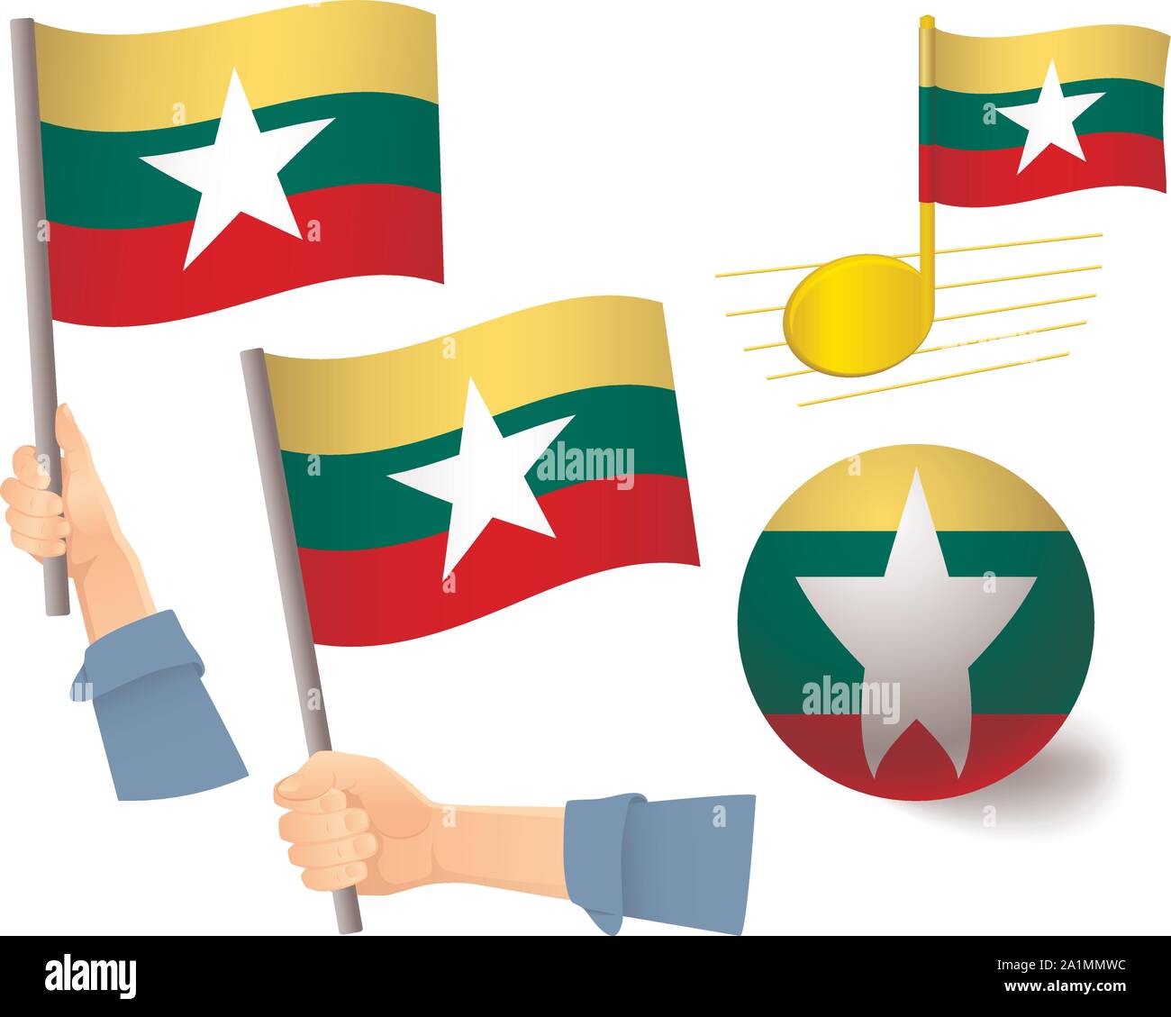 Burma flag icon set. National flag of Burma vector illustration Stock ...