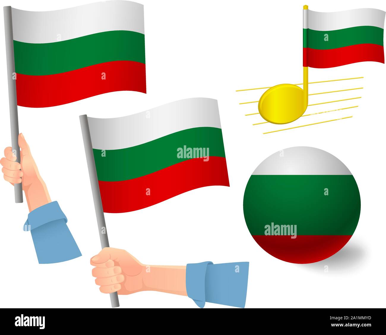 Bulgaria flag icon set. National flag of Bulgaria vector illustration ...