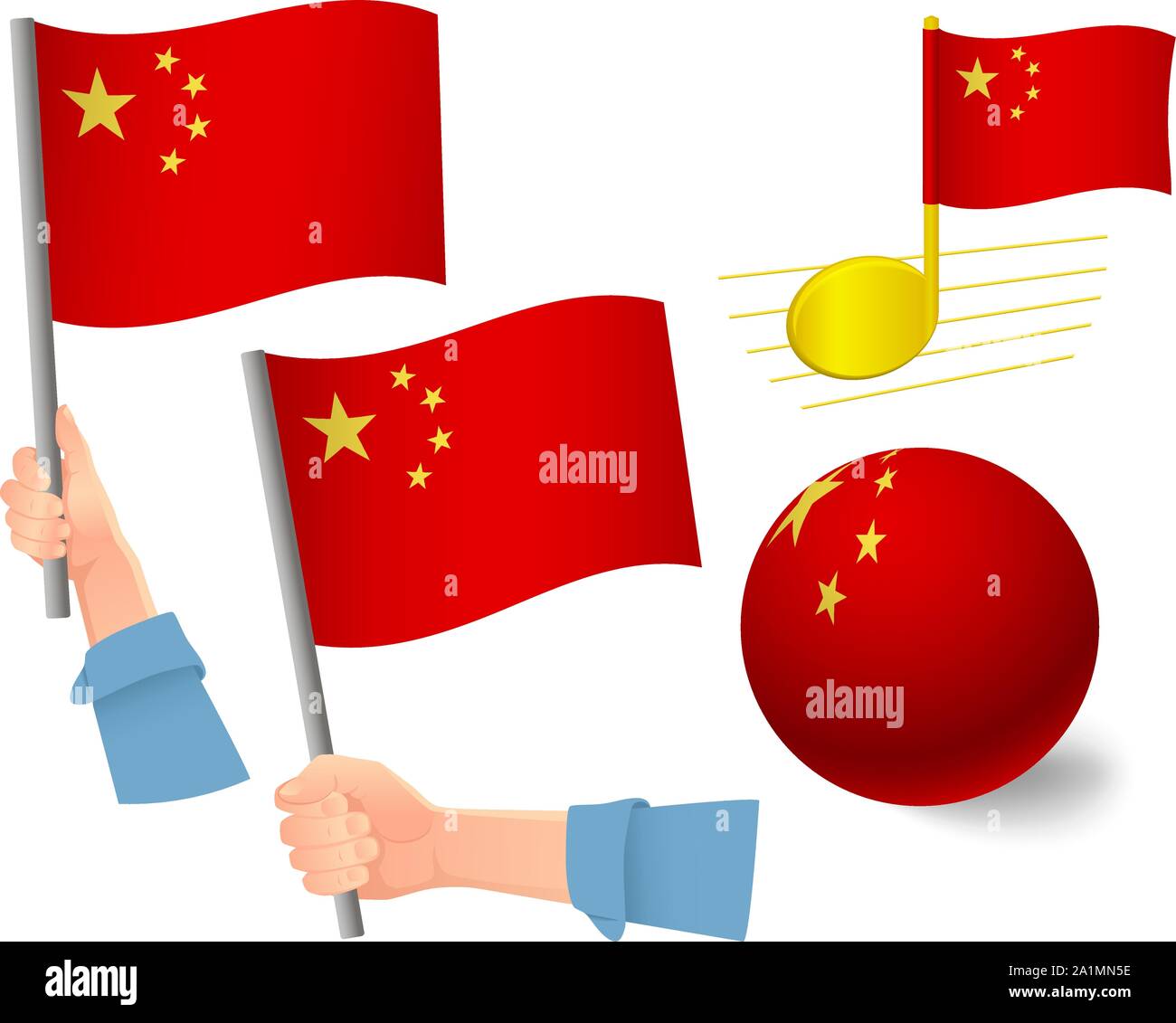 China flag icon set. National flag of China vector illustration Stock ...