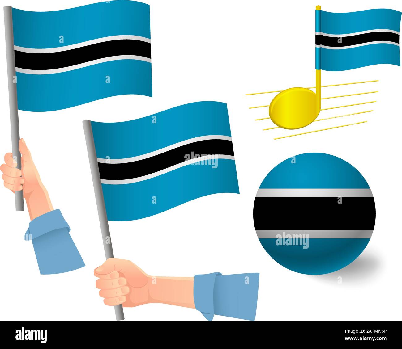 Botswana flag icon set. National flag of Botswana vector illustration ...