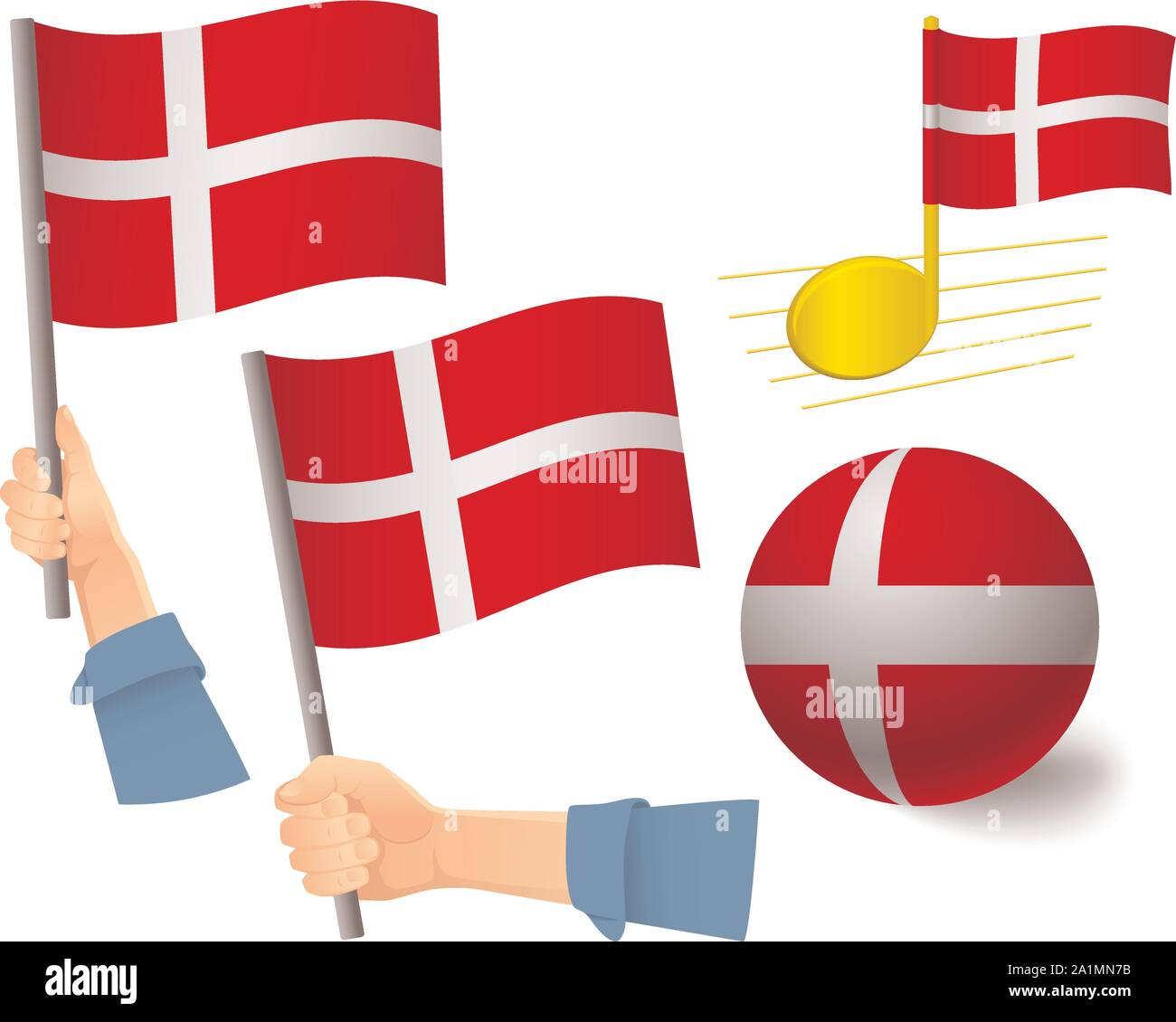 Denmark flag icon set. National flag of Denmark vector illustration ...
