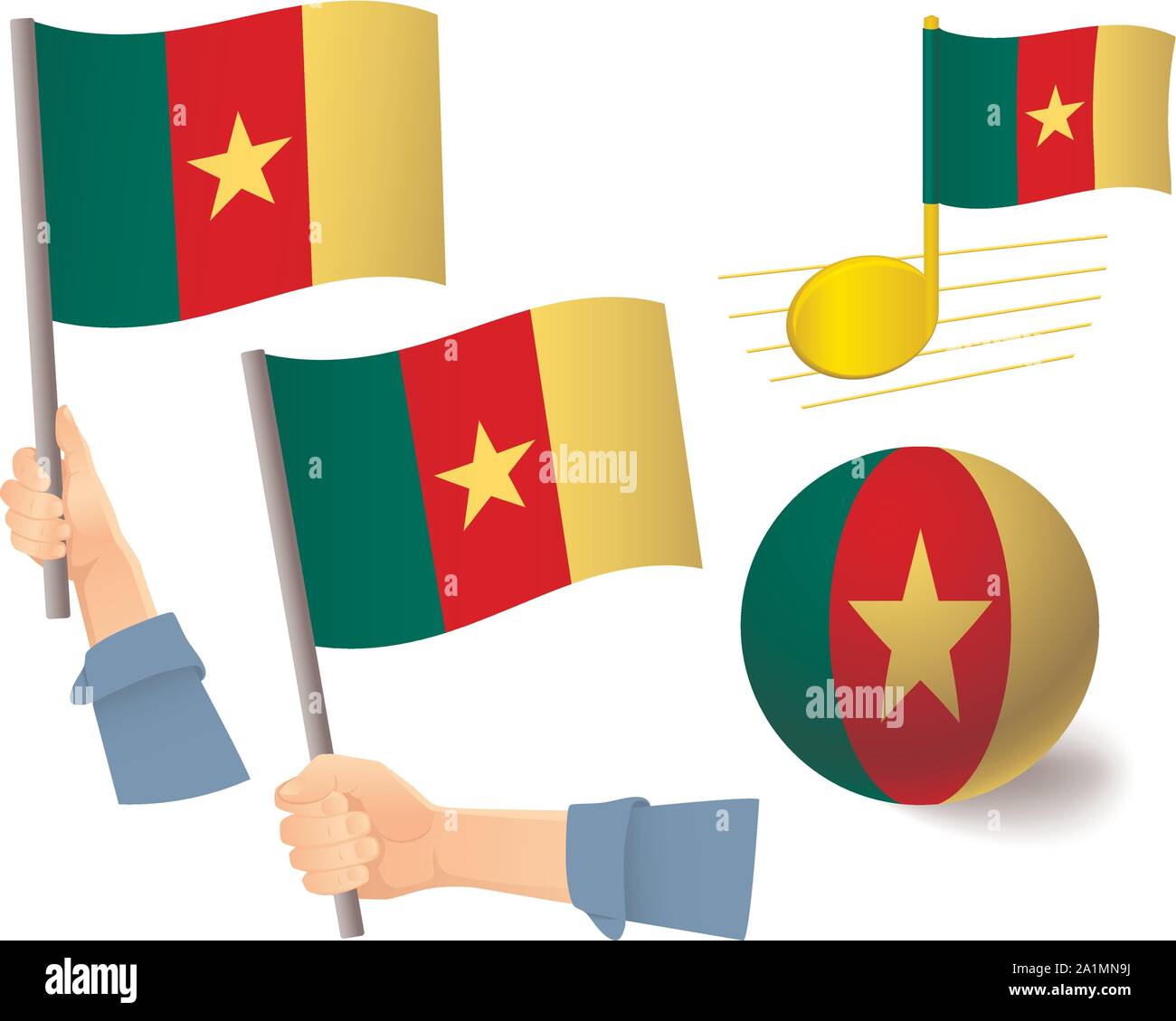 Cameroon flag icon set. National flag of Cameroon vector illustration ...