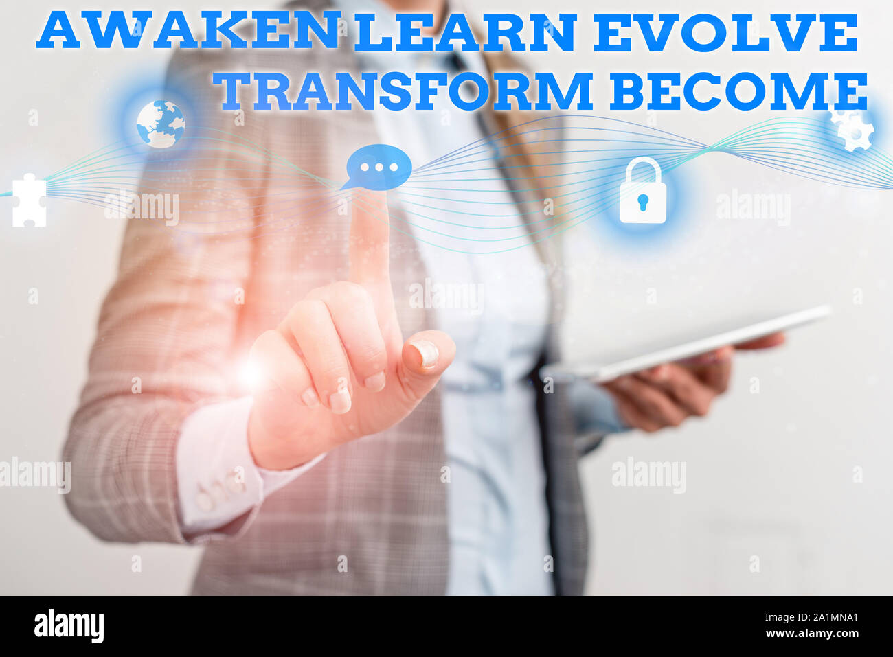 Word writing text Awaken Learn Evolve Transform Become. Business photo ...