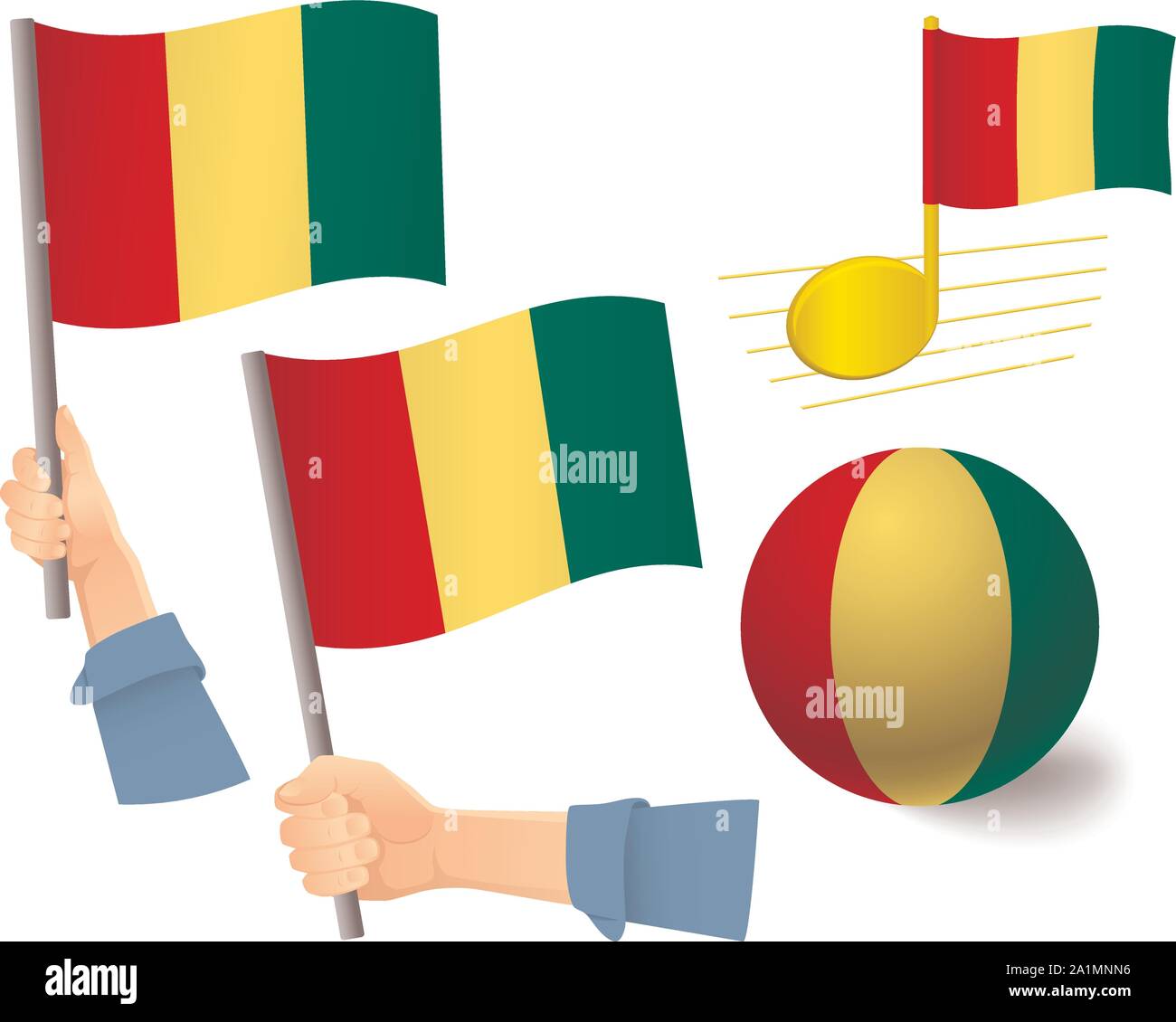 Guinea flag icon set. National flag of Guinea vector illustration Stock ...