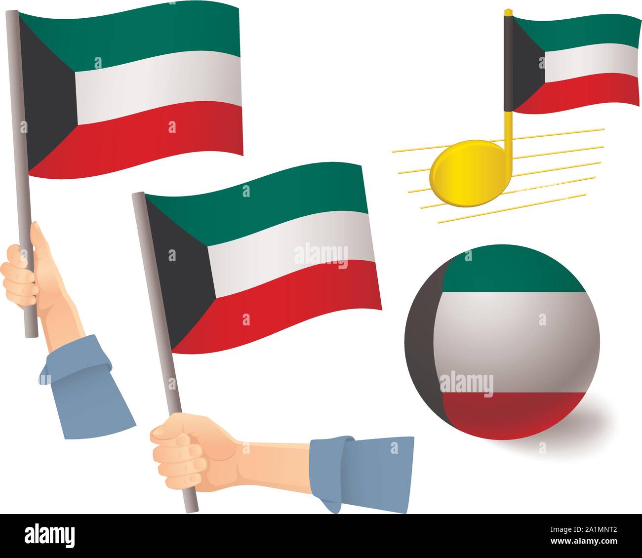 kuwait flag icon set. National flag of Kuwait vector illustration Stock ...