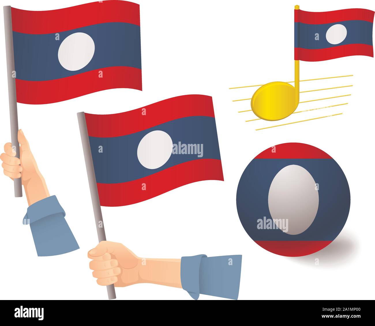 Laos flag icon set. National flag of Laos vector illustration Stock ...