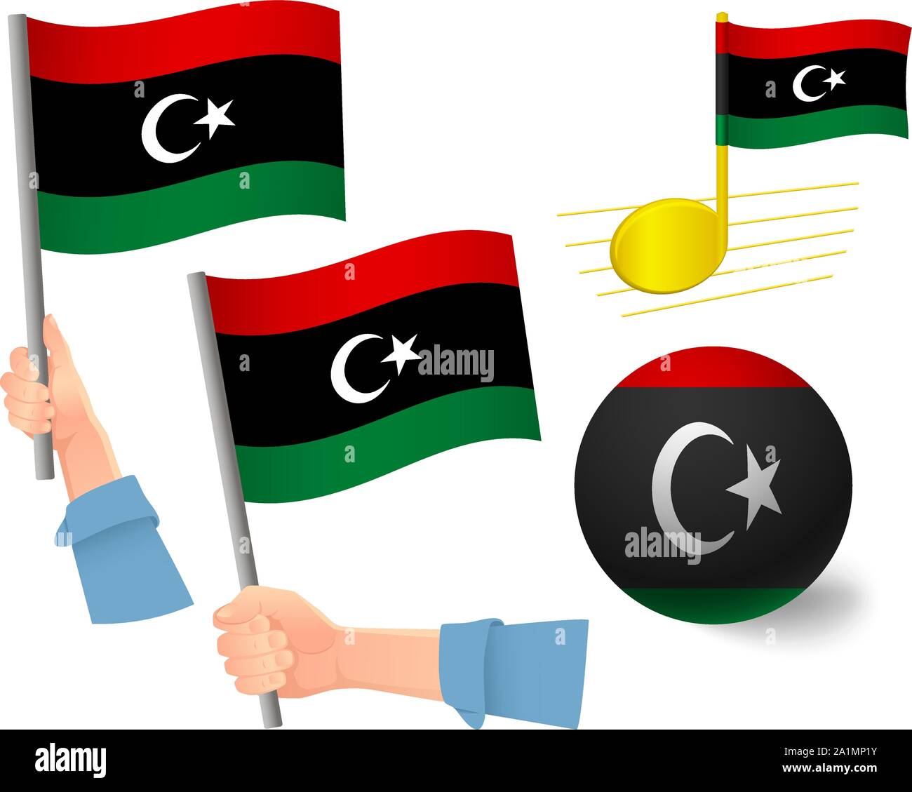 libya flag icon set. National flag of libya vector illustration Stock ...