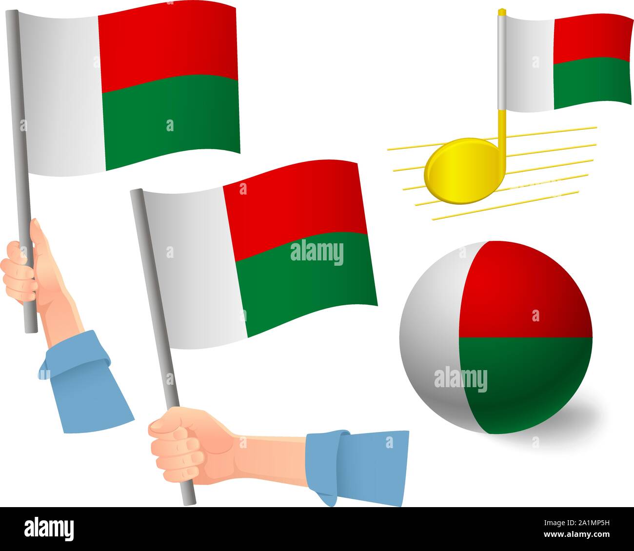 Madagascar flag icon set. National flag of Madagascar vector ...